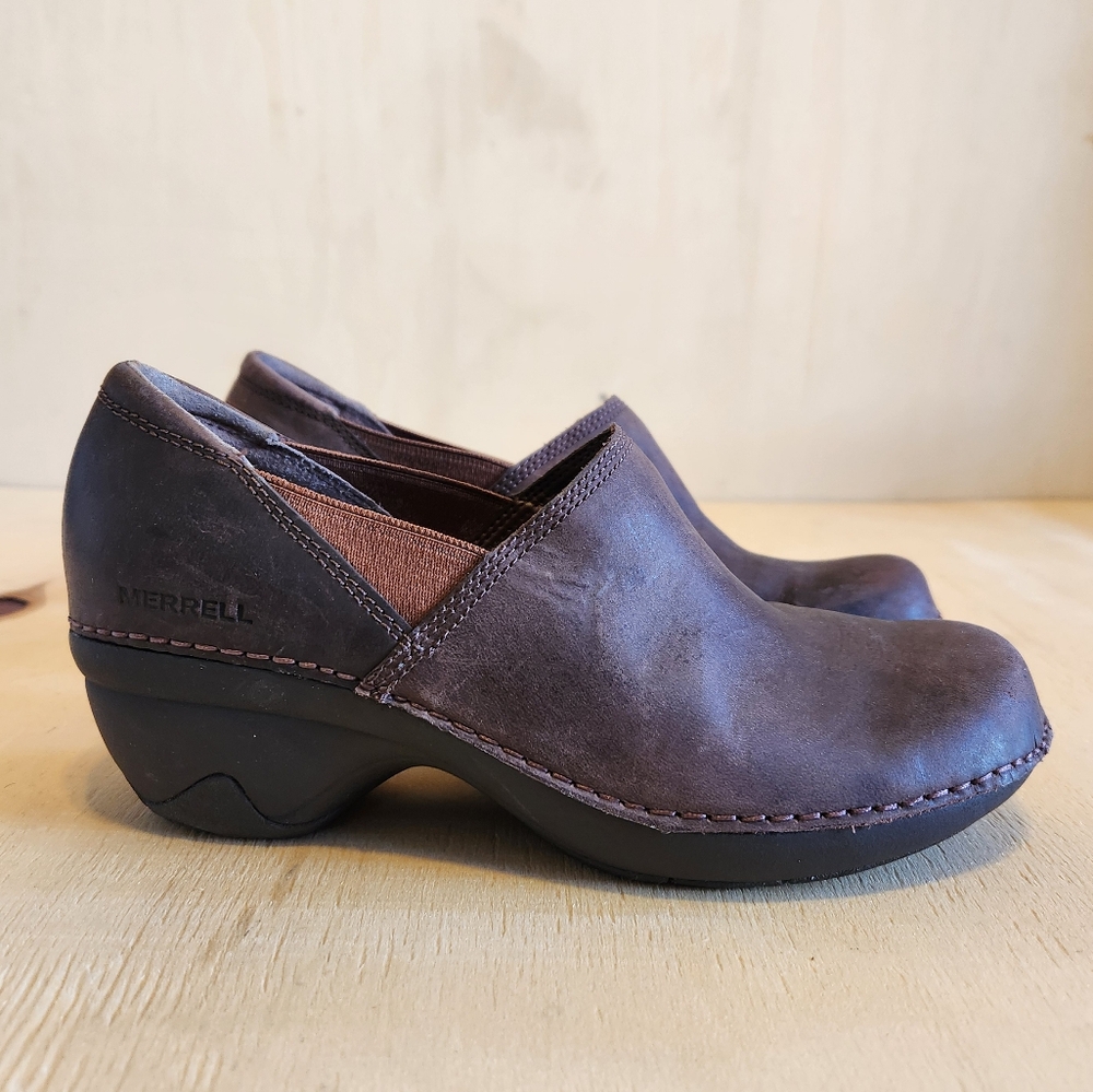 Merrell Brown Leather Emma Clogs / Slip-On Shoes - Si… - Gem